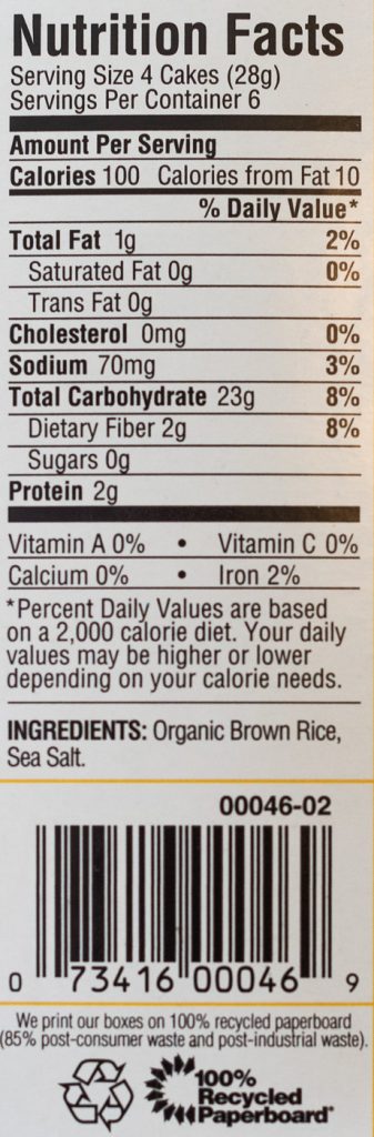 Rice Cakes Nutrition Facts Label Old Format - Veg Girl RD